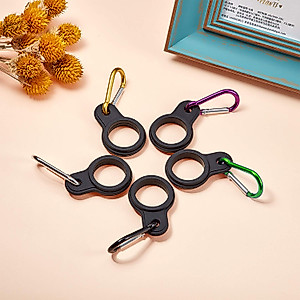 5 Sets Silicone Water Bottle Carrier with 5 Pieces Keychain Clip Key Ring Clip for Outdoor Activities or Daily Use