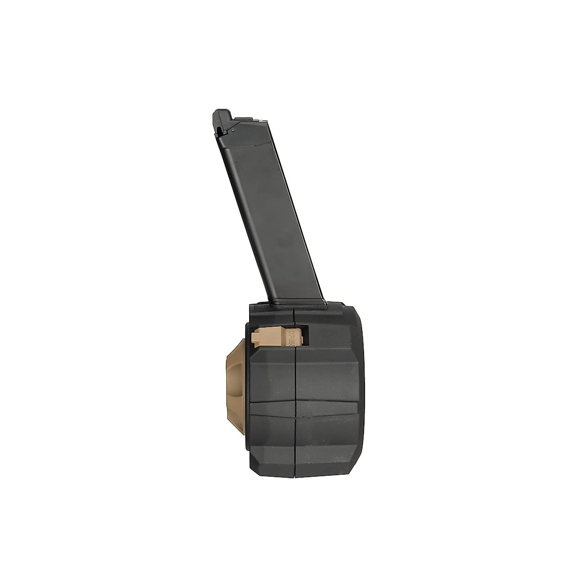 HFC 145 Round High Capacity Drum Mag 1911/AAP01/G18C/TM G Series Gas Airsoft Magazine (Color: Black/Brown)