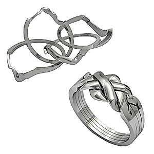 OFLIUM 4 Band classical Handmade 925 sterling silver Turkish puzzle ring interlock knot ring silver (8)