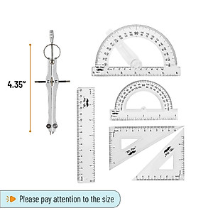 Mr. Pen Geometry Set with 6 Inch Swing Arm Protractor, Divider, Set Squares, Ruler, Compasses and Protractor, 15 Piece Set