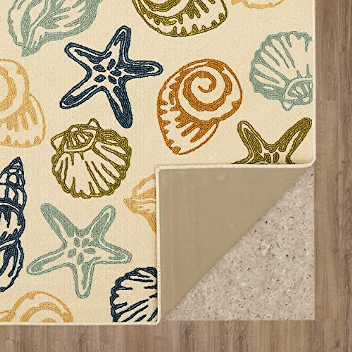 Mohawk Home Nautical Seaside Area Rug ,Tan Shells (5' X 8')