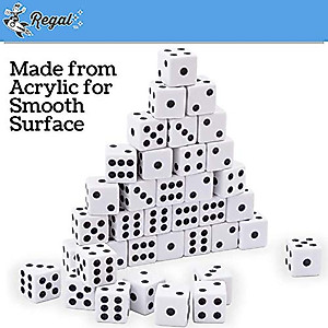 Regal Games - 6-Sided Urea Game Dice Set - Standard 16mm Size - 100 Count - White - Perfect for Group Events, Bulk Buying
