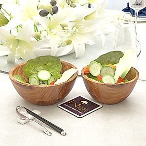 Woode Twist Elegant Acacia Wood Salad Bowl (Design-1)