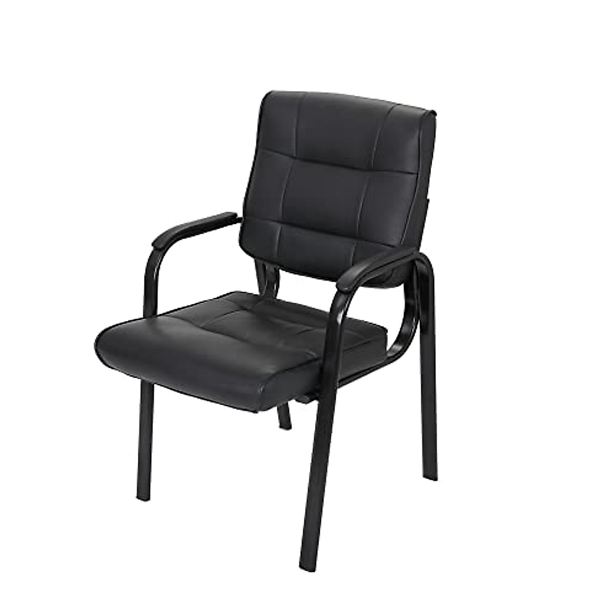 Indoor and Outdoor Use Chair Leather Guest Chair Black Waiting Room Office Desk Side Chairs Reception