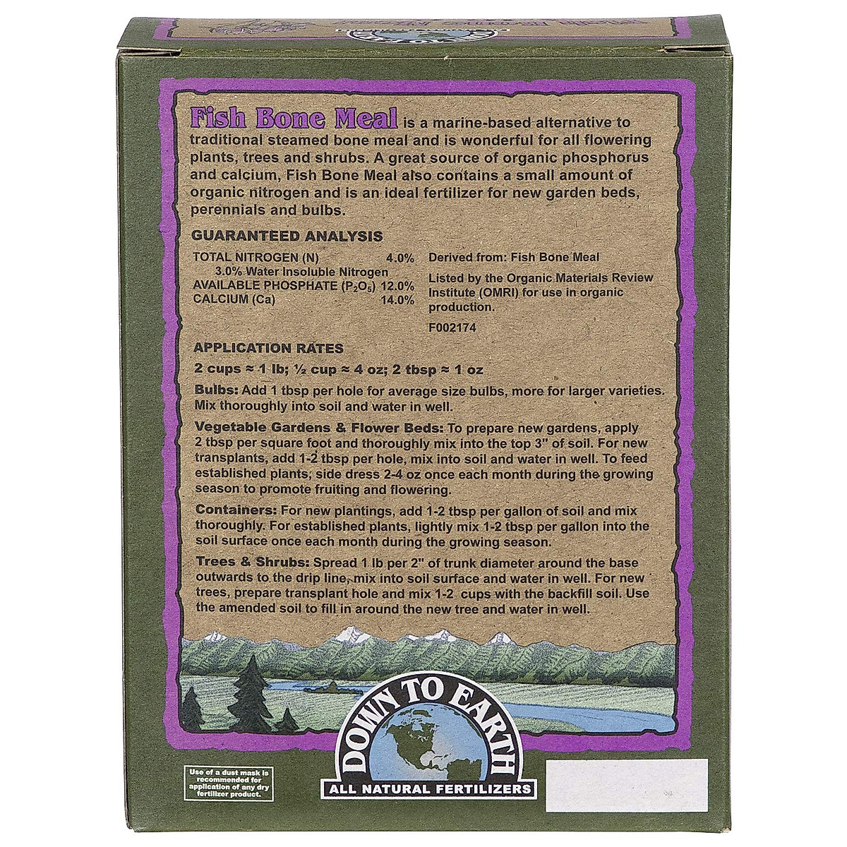 Down to Earth Organic Fish Bone Meal Fertilizer Mix 4-12-0, 1 lb