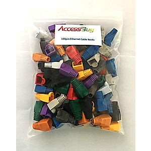 Accessbuy 100 Pack RJ45 CAT6 CAT6E CAT5 CAT5E Ethernet Network Cable Strain Relief Boots Cable Connector Plug Cover Mixed Color for Laptop