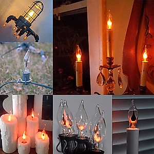 Romasaty Flicker Flame Light Bulb, Flame Shaped Bulb Dances with a Flickering Orange Glow, E12 Flame Candelabra Light Bulbs, 12 Pack