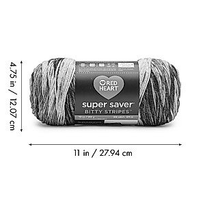 Red Heart Super Saver Bitty Stripe Crayon Box Yarn - 2 Pack of 10oz/283g - 100% Acrylic - #4 Worsted (Medium) - 515 Yards - Knitting/Crochet