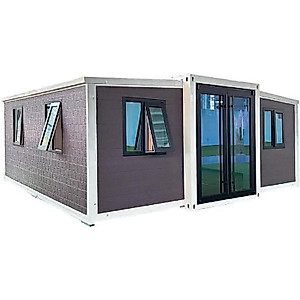 Generic Customizable Luxury Modern Tiny House for Living - Foldable Mobile Home, Portable Expandable Prefab Insulated Container with 3 Bedrooms, Full Bathroom, and Kitchen | Steel Frame Design
