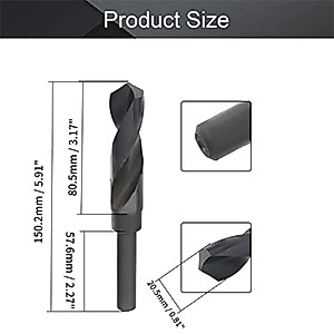 Utoolmart Reduced Shank Drill Bit 20.5mm High Speed Steel HSS 9341 Black Oxide with Straight Shank 1pcs
