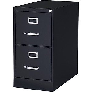 Lorell 2-Drawer Vertical File with Lock, 15 by 25 by 28-3/8-Inch, Black