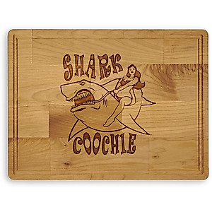 Shark Coochie Board Funny Maple Charcuterie Board - Multiple Designs and Personalization options