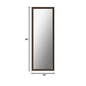 TheiaMo Full Length Mirror Wood Frame, 65×22in Floor Mirror Full Body Mirror with Standing Holder Hanging Wall Mirror, Stand Large HD Mirror, Dressing Mirror for Bedroom/Living Room, Walnut