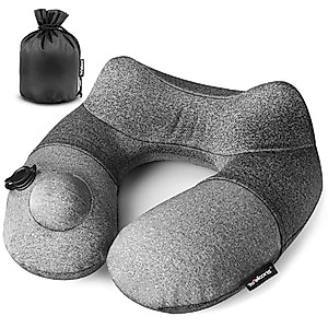 Travelicons Inflatable Travel Pillow,Neck Pillow for Traveling,Airplane Travel Pillw Improved Support Design for Car Sleeping