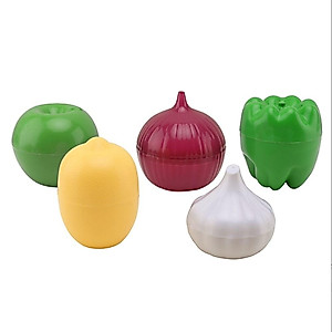 Garlic Saver Container Green Pepper Garlic Vegetable Fruit Containers White Plastic Fresh-Keeping Reusable Refrigerator Storage Box(Lemon)