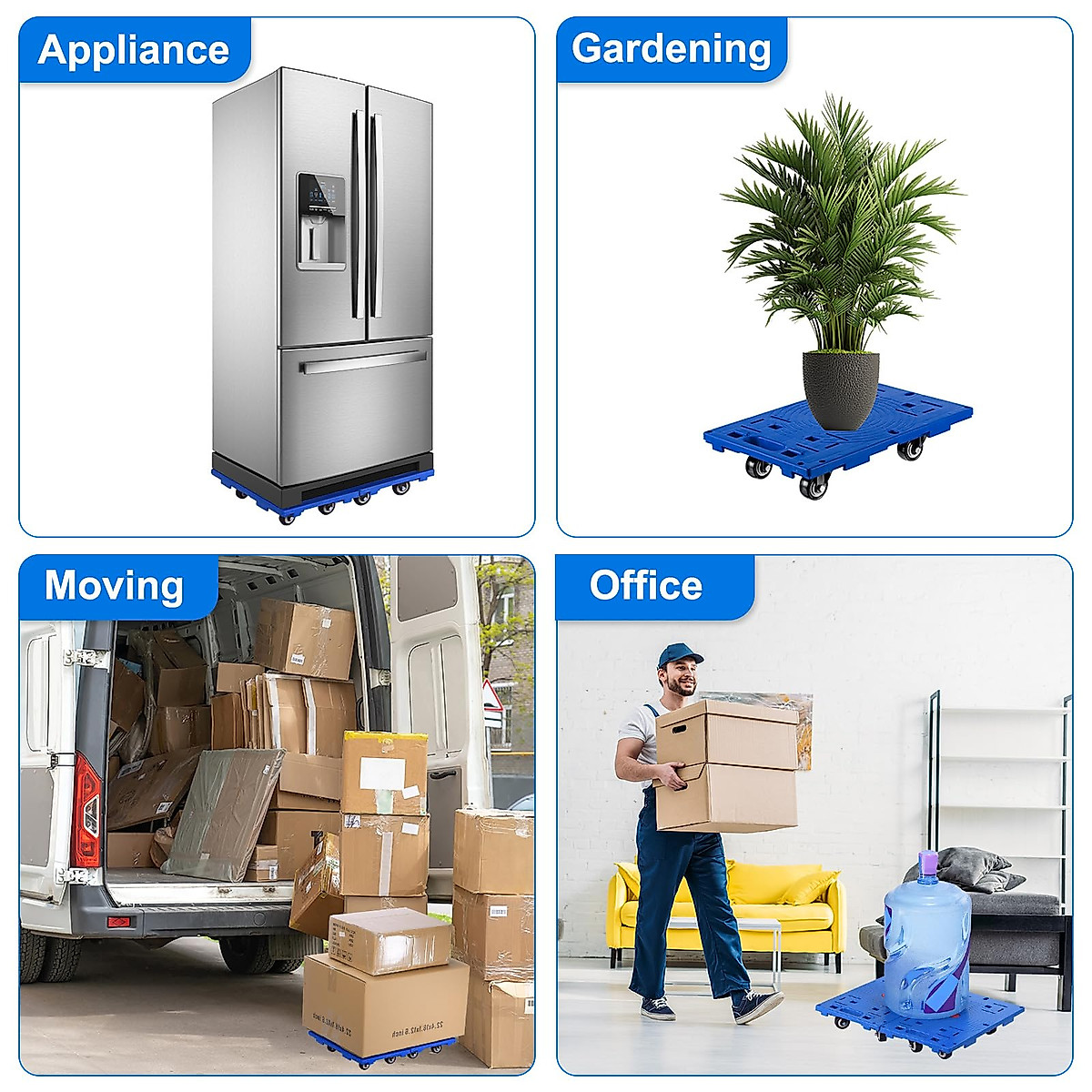 PATIKIL Furniture Dolly for Moving, 1 Pack Portable Small Flat Moving Dolly with 4 Wheels Furniture Movers Dolly for Heavy Furniture, 440 LBS Capacity, Blue