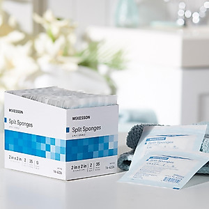 McKesson Split Sponges, Sterile, 100% Cotton, I.V. Drain Split Dressing, 2 in x 2 in, 2 per Pack, 700 Packs, 1400 Total