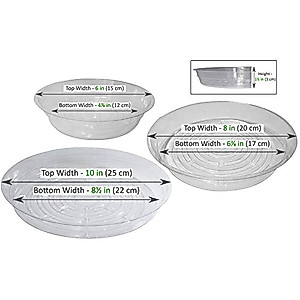 YOUniversal Products 15 Pack of 6, 8,10 Inch Clear Plant Saucer Drip Trays