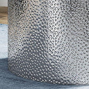 2 Piece Cylindrical Coffee Table Metal Cylindrical Small Side Table for Living Room Sofa Apartment Small Space,Silver, 16" D * 16" W * 22.25"