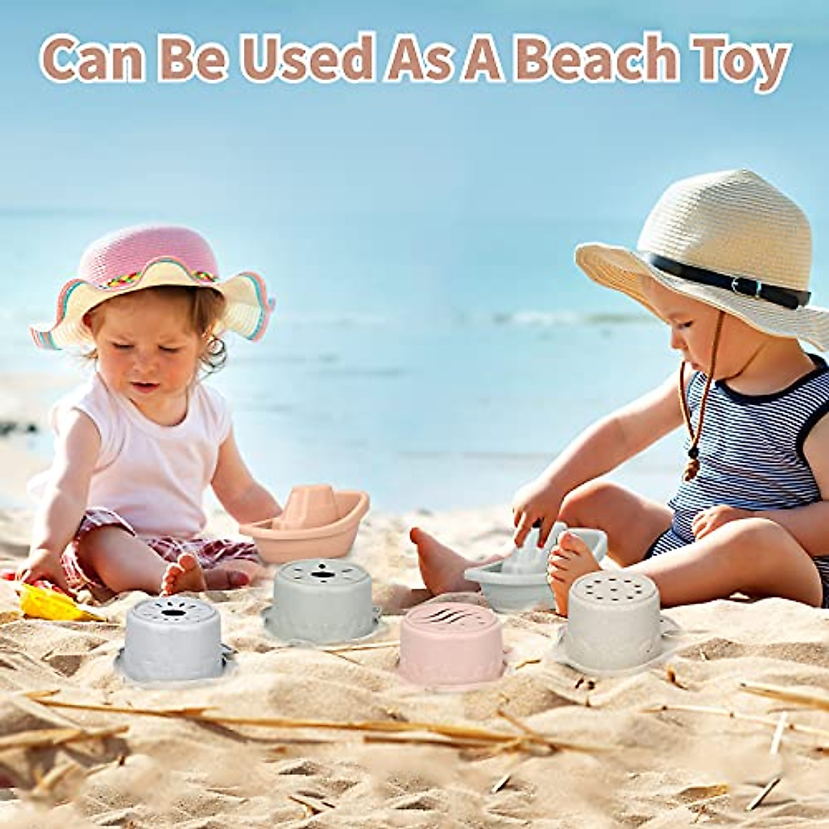 LZZAPJ Baby Bath Toys for Toddlers 1-3 Year Old, Bathtub Water Toys for Kids Age 2-4, Contains 4 Stacking Cups, 2 Boats 2 Whale-Shaped Spoons, Gift for Infants Boys Girls 6-12 Months