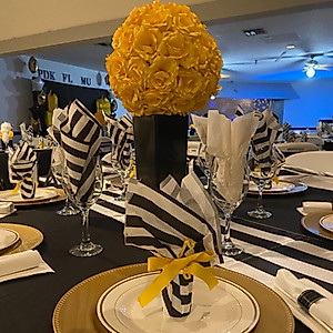 Dulousia Biodegradable Striped Paper Party Napkins,Black, 100 Count