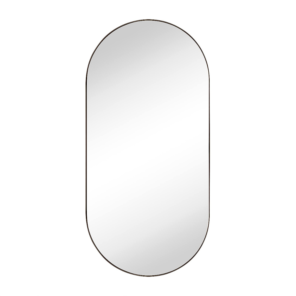 EGHOME Oil Rubbed Bronze Oval Recessed Bathroom Medicine Cabinet with Mirror Stainless Steel Metal Framed Oblong Pill Shaped Bathroom Cabinet with Mirror 16x33''