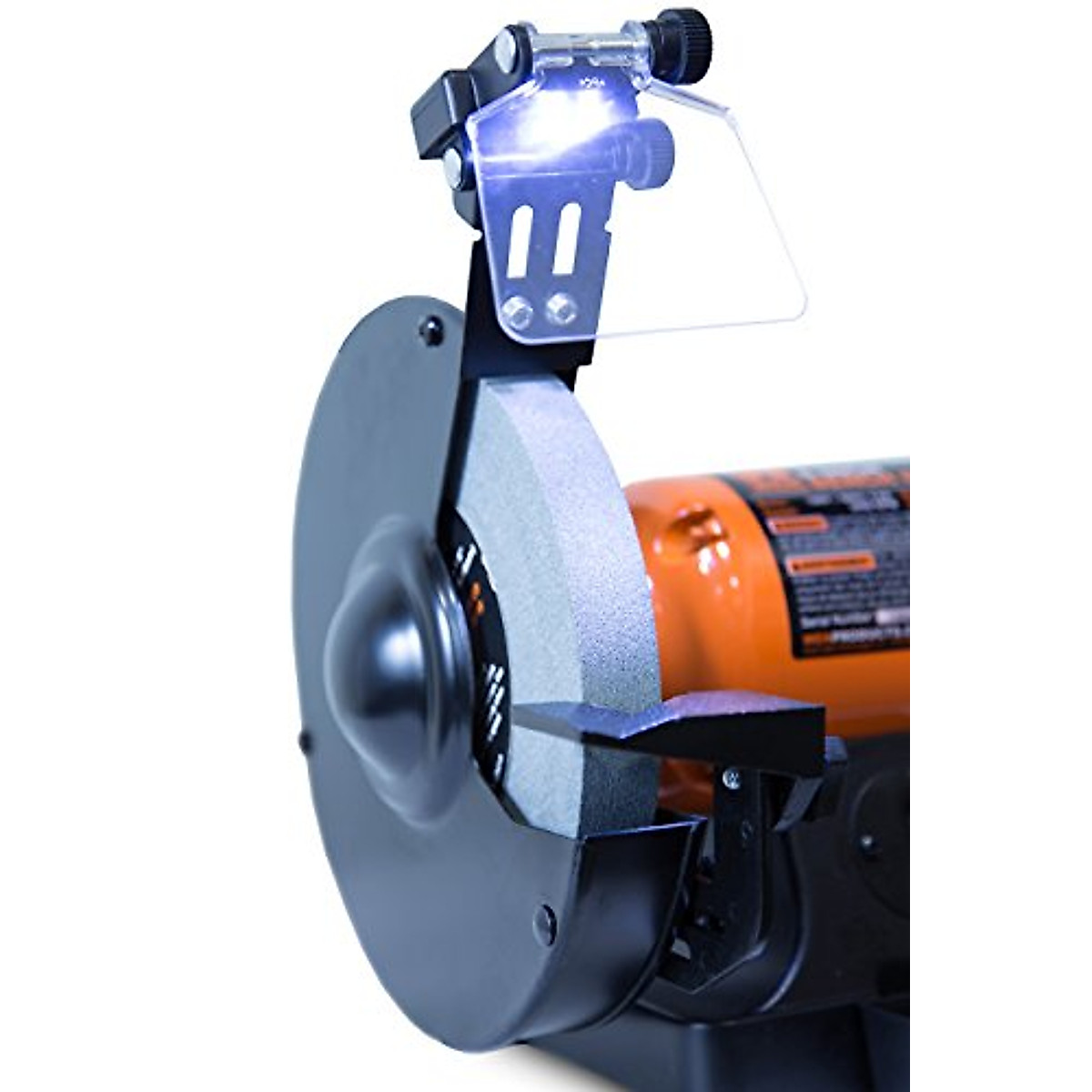 WEN BG4282 4.8-Amp 8-Inch Single Speed Bench Grinder with LED Work Lights, 14 x 10 x 11.75 inches, Black and Orange