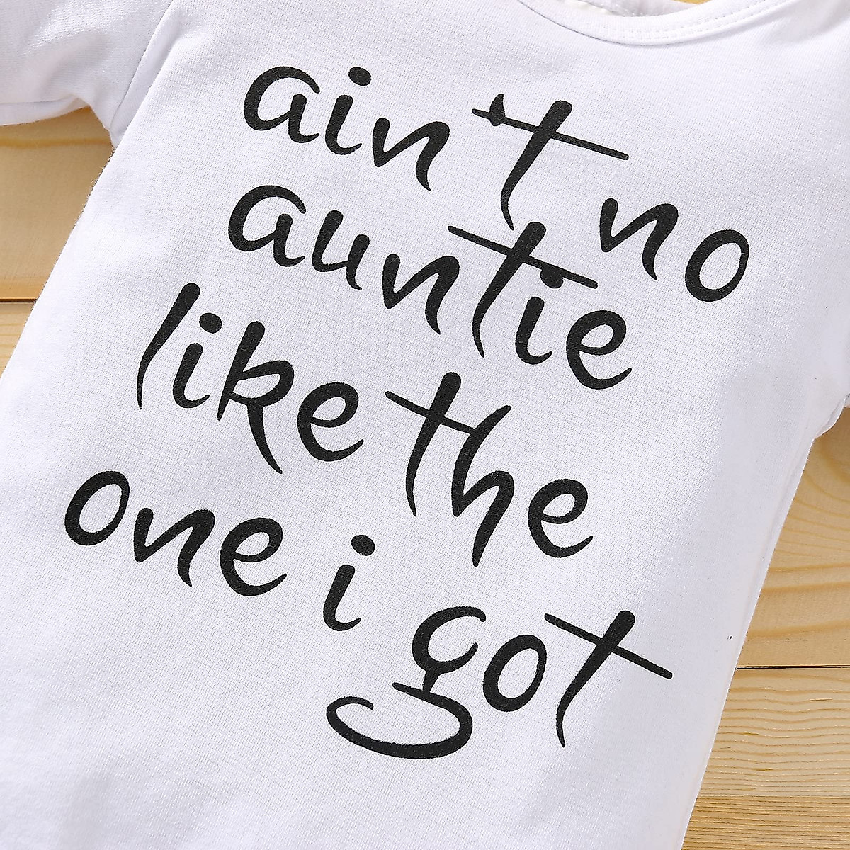 Aint No Auntie Like The One I Get Baby Boy Clothes Auntie Saying Letter Print Long Sleeve Romper Pants Hats (White, 3-6 Months)