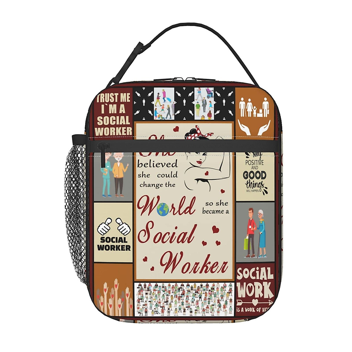 KIYIYZER Social Worker Lunch Bag Insulated Reusable Lunch Box Portable Cooler Tote Bag For Women Men Adults Work Picnic,Give A Gift To Social Work Practitioner