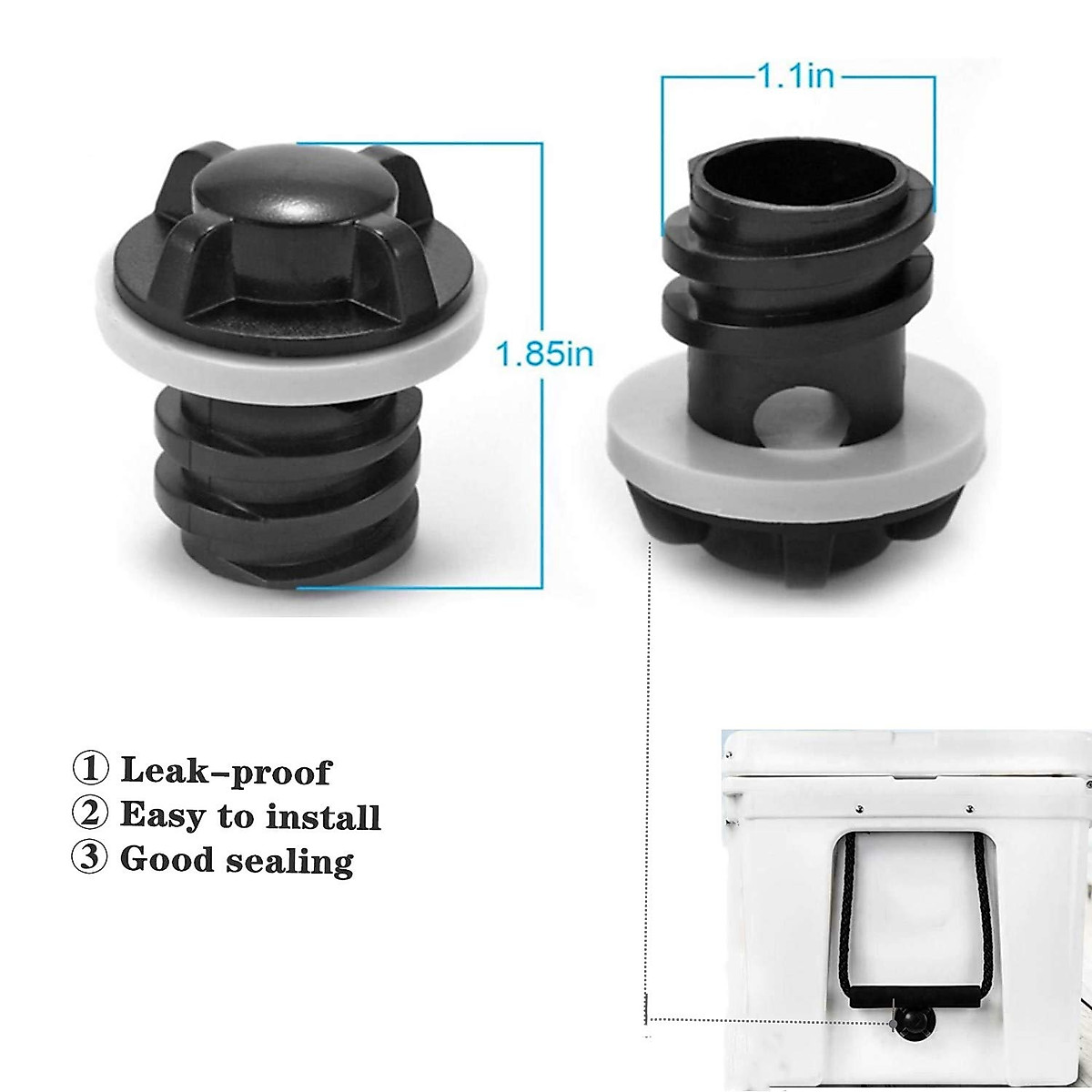 Cooler Drain Plugs Compatible with Yeti's Line of Roadie/Tundra & Tank Coolers & RTIC Coolers Leak-Proof Design Accessorie (2 Pack)