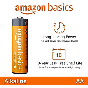 Amazon Basics 100 Pack AA High-Performance Alkaline Batteries, 10-Year Shelf Life, Easy to Open Value Pack & 12 Pack C Cell All-Purpose Alkaline Batteries, 5-Year Shelf Life, Easy to Open Value Pack