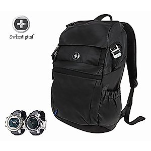 Swissdigital Design Sound Byte Laptop Gaming Backpack, With Bluetooth Speaker, Charging Port, For Laptops up to 15", Black (SD-03B)
