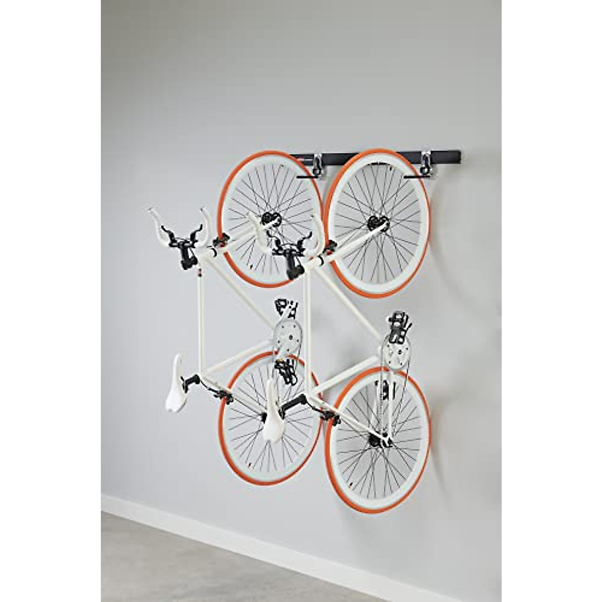 Rubbermaid FastTrack Garage Storage Bike Storage Kit, 3 Piece, All in One Rail Hook Kit Organizer, Heavy Duty Organization for Home/Garage/Wall/Shed