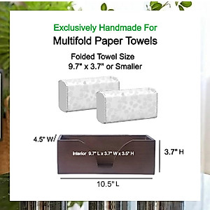 Countertop Multifold Paper Towel Dispenser In Dark Walnut – Bamboo Wood Folded Paper Towel Holder - For Multifold, Trifold, Z Fold & C Fold Paper Hand Napkins Folded Size 9.7" x 3.7" Or Smaller