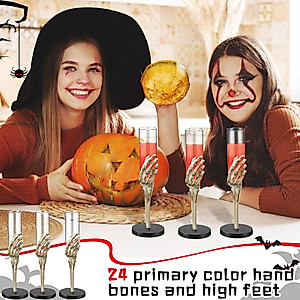 Tanlade 2.7 oz Goblets with Spooky Skeleton Hand Plastic Champagne Flutes Cups for Decorations and Haunted House(Champagne, 12 Pcs)