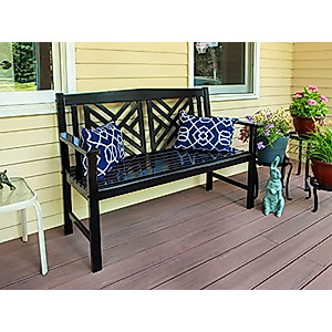 Achla Designs Fretwork Garden Bench, 4 ft Black