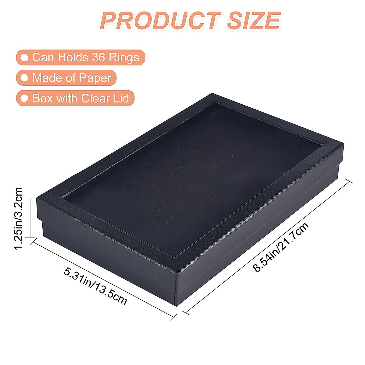 SUNNYCLUE 1Pc 36 Slots Ring Showcase Display Box Ring Organizer Boxes Rings Holders Insert Display Trays Transparent Packing Box for Business Selling Shows Jewelry Rings Earrings Storage Supply