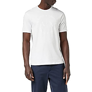 A|X ARMANI EXCHANGE Men's Tonal Classic Circle Logo Short Sleeve Tee Shirt, White, X-Large