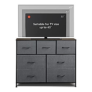 WLIVE 2-Drawer Nightstand and 7-Drawer Dresser Set, Fabric Storage Tower for Bedroom, Hallway, Nursery, Closets, Tall Chest Organizer Unit with Textured Print Fabric Bins, Steel Frame