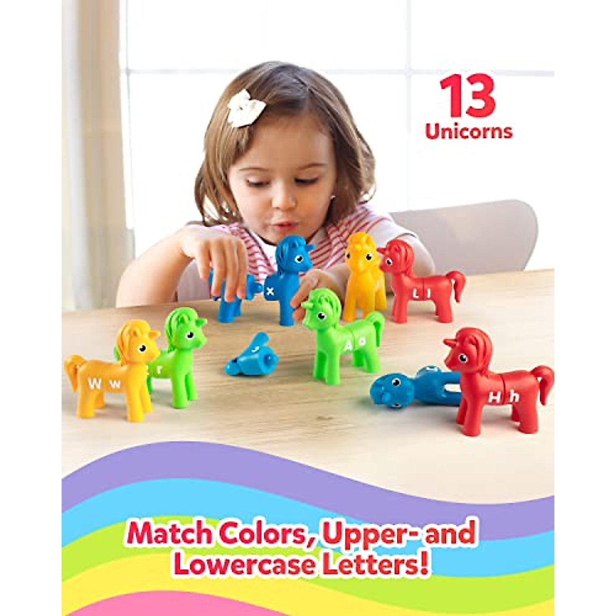 Coogam Unicorn Uppercase & Lowercase Letters Matching Game,13pcs Double-Sided ABC Letter Toys with 26 Alphabet Recognition Match Games Preschool Educational Montessori Toys for Toddlers Boys Girls