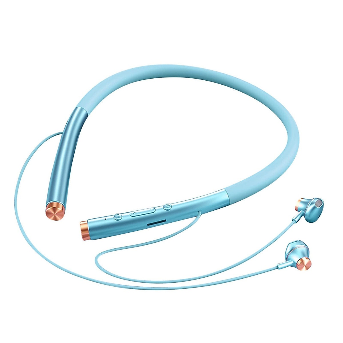 Sports Wireless Blue-Tooth Earphones, High-Power Neck-Mounted Mag-netic Earphones Stereo Earbuds, Bone-Conduction Earphone Foldable Headset Super Battery Life, for Outdoor Working Travel (Blue)