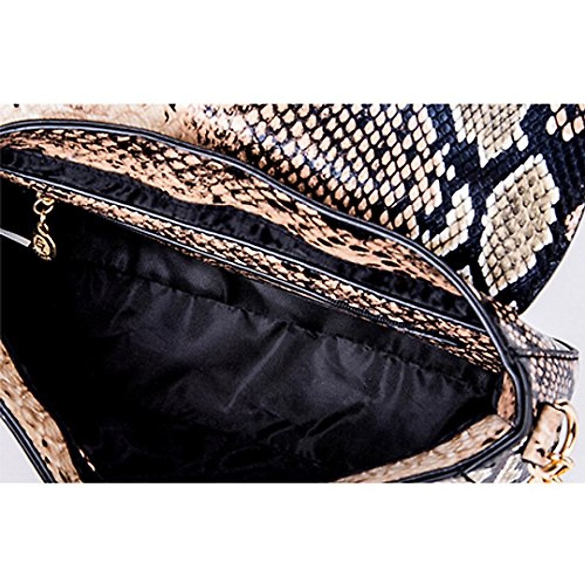 CLARA Women Fashion Snakeskin Pattern Shoulder Bag PU Leather Crossbody Bag Small Satchel Purse Brown