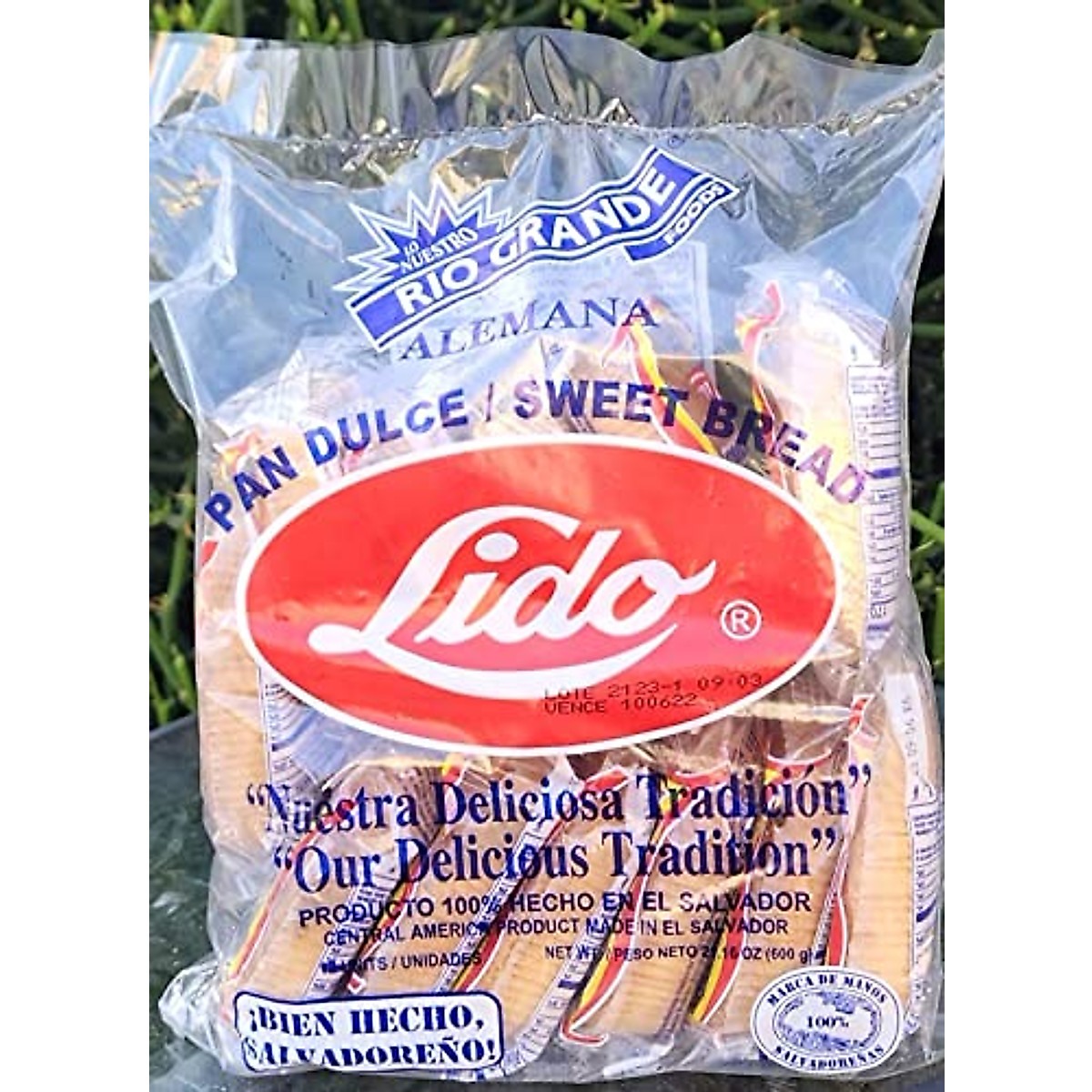 Alemana Lido tradicional pan salvadoreño Paquete de 600g con 12 unidades, 21.16 Fl Oz
