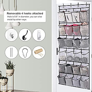 Venls Over the Door Hanging Shoe Organizer with 24 Large Mesh Pockets - Shoes Holder/White