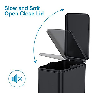 BETHEBEST 2.6 Gallon Small Trash Can with Removable Wastebasket,Step Trash Can with Soft Close Lid, Rectangular Trash Bin for Bathroom,Bedroom,Office (Black)