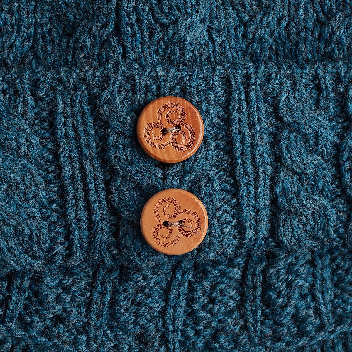 Aran Woollen Mills Ladies Winter Hat - Super Soft 100% Merino Wool -Warm Beanie with Buttons (Dark Teal)