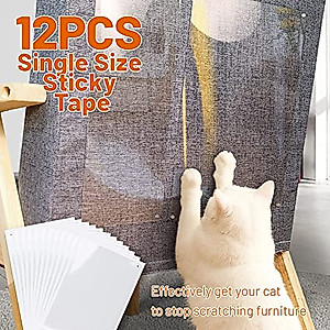 THLHKD Cat Scratcher, 12PCS Transparent Cat Scratch Furniture Protector Sticky Tape, Single Side Anti Scratch Furniture Protector, Cat Scratch Deterrent Tape, Couch Protector, Cat Repellent Furniture