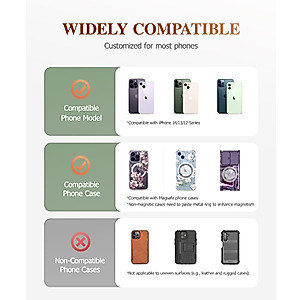 GVIEWIN Bundle - Compatible with Samsung Galaxy S23 Plus Case (Cherry Blossoms/Purple) + Magnetic Phone Ring Holder (Glitter/Silver)