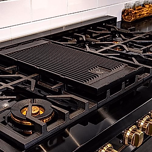 HG-GRZ-NS Griddle Replacement Parts for ZLINE Gas Stove Top Parts High Grate Cast Iron Reversible Griddle Plate ZLINE 24 30 36 48 60 Inch Gas Cooktop Range Electric Oven Griddle Top Pan 1 Pcs