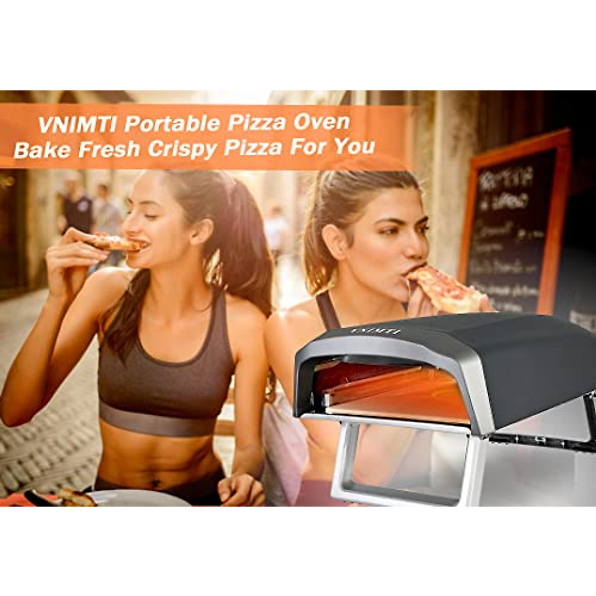 VNIMTI 12” Outdoor Gas Pizza Oven Portable Stainless Steel Pizza Grill with Pizza Stone, Peel and Cutter, Foldable Feet, Adjustable Heat Control, Great Addition for Outside, Kitchen, Party, Backyard